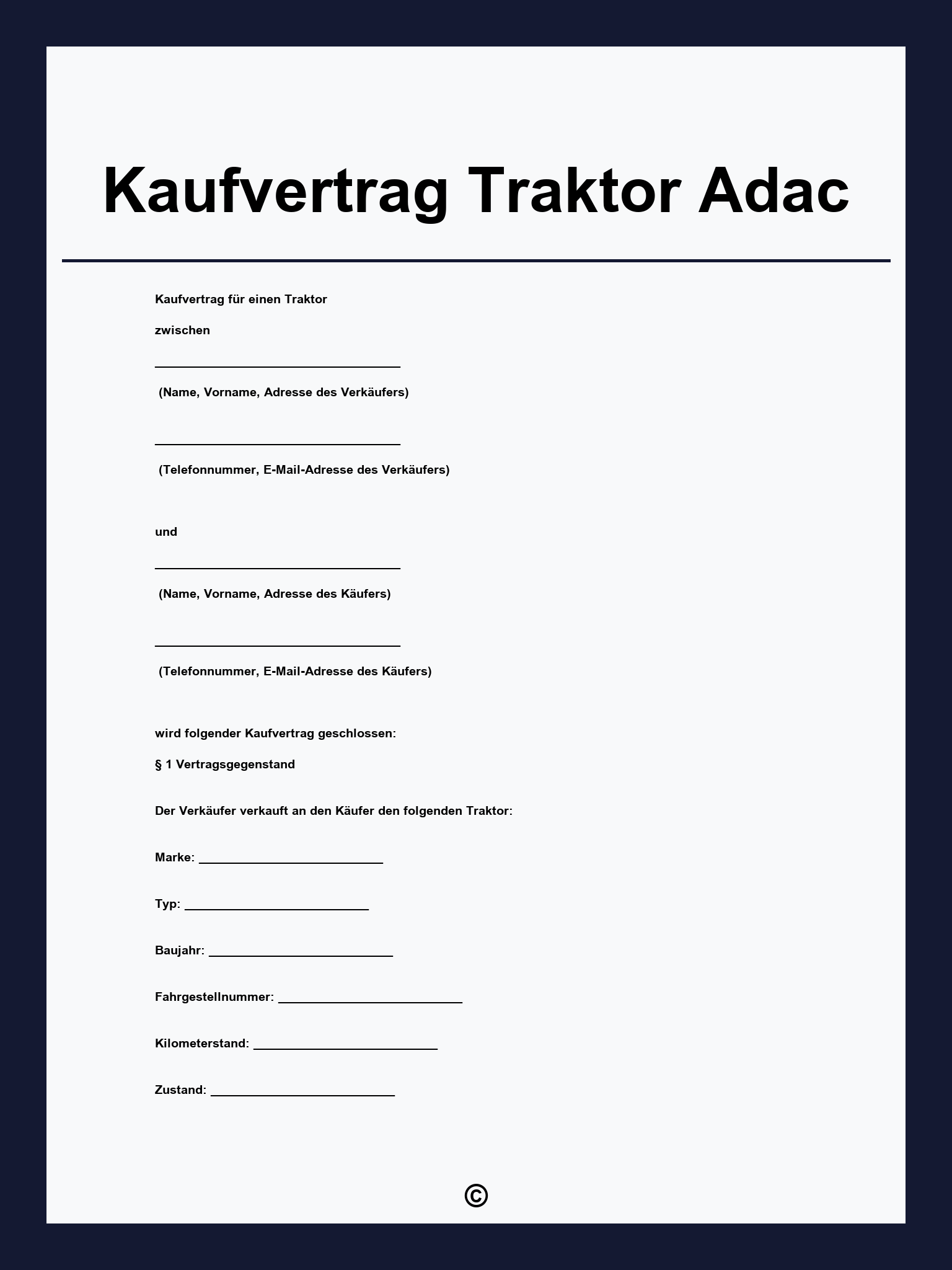 Kaufvertrag Traktor Adac