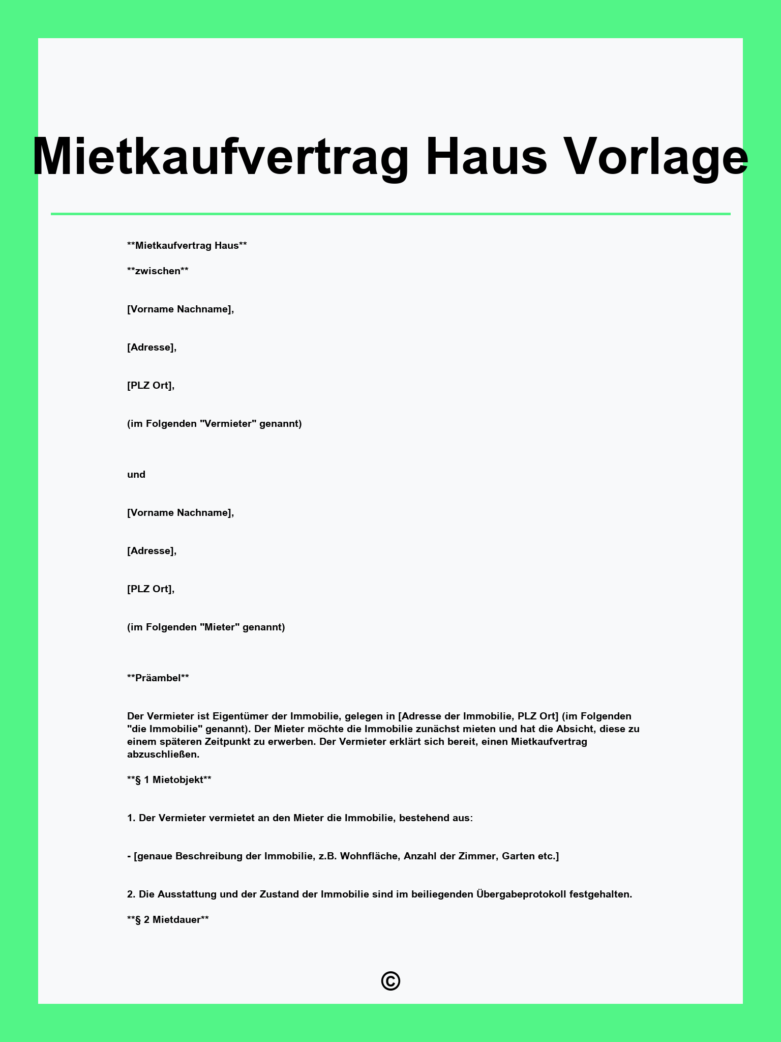 Mietkauf Haus Privat